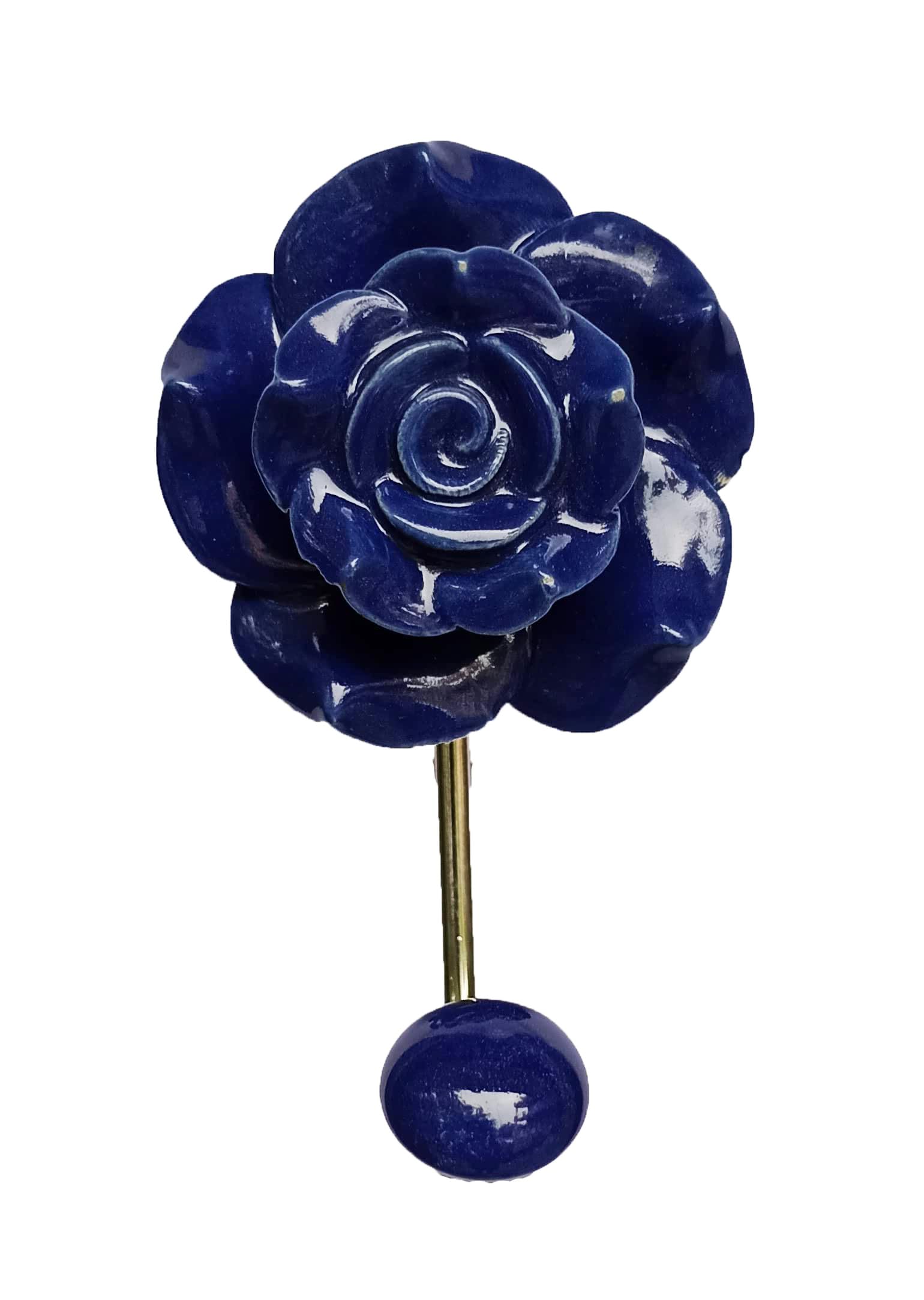PARIJAT HANDICRAFT Hand Painted Beautifully Blue Colored Rose Design Ceramic Wall Hook Hanger Key Holder hat Clothes hangings Bath Towel Hook Hanger