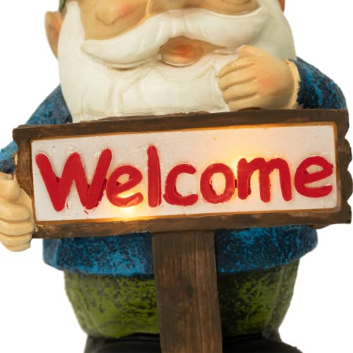 Dawhud Direct Welcome Gnome Solar Light for Home and Outdoor Decor Gnome Solar Powered Flickering LED Garden Light Backyard Gnome Decoration Solar Powered Flickering LED Garden Light