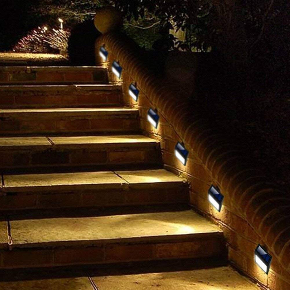 AZSCYN Solar Deck Lights,LED Solar Powered Step Lights Wireless Waterproof Outdoor Security Lamps for Patio Stairs Garden Pathway Yard- Warm Yellow Light