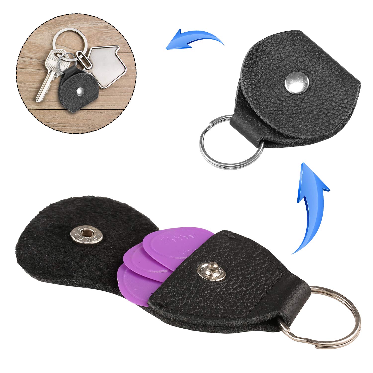 Guitar Capo, Meeland Purple Aluminium Guitar Capo Key Clamp for Acoustic Guitar/electric guitar/Ukulele/Bass With Guitar Picks and Leather Picks Holder and Bridge Pins Puller Included