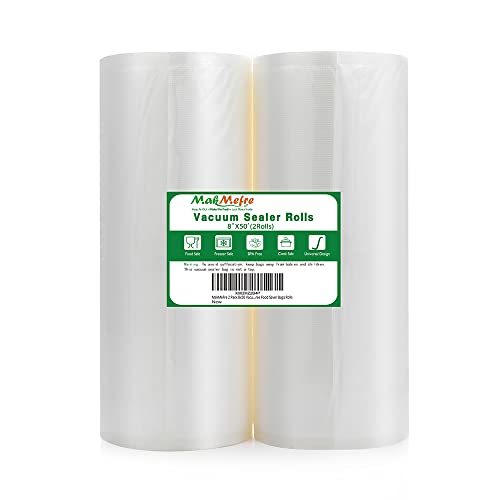 MakMeFre 2 Pack 8x50 Vacuum Sealer Bags Rolls for Food,Commercial Grade, BPA Free,Puncture Prevention,Great for Sous Vide Cooking