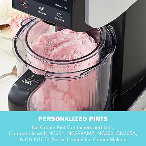 LP 4 Pcs Ice Cream Pints Containers and Lids, 16oz Cups Compatible with NC301 NC300 NC299AMZ Series Creami Ice Cream Makers, Creami Deluxe Pint Containers, BPA-Free, Dishwasher Safe