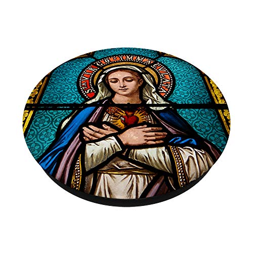 The Blessed Virgin Mary Stained Glass Window Design PopSockets PopGrip: Swappable Grip for Phones & Tablets