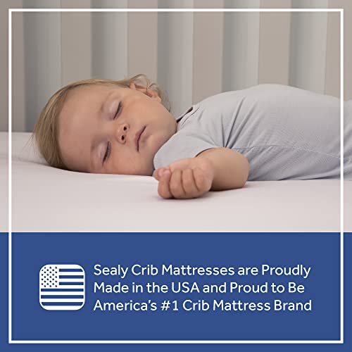 Sealy Posture Perfect 2-Stage Waterproof Baby Crib and Toddler Mattress - Hybrid Memory Foam & 150 Premium Coils - Made in USA, 52"x28"