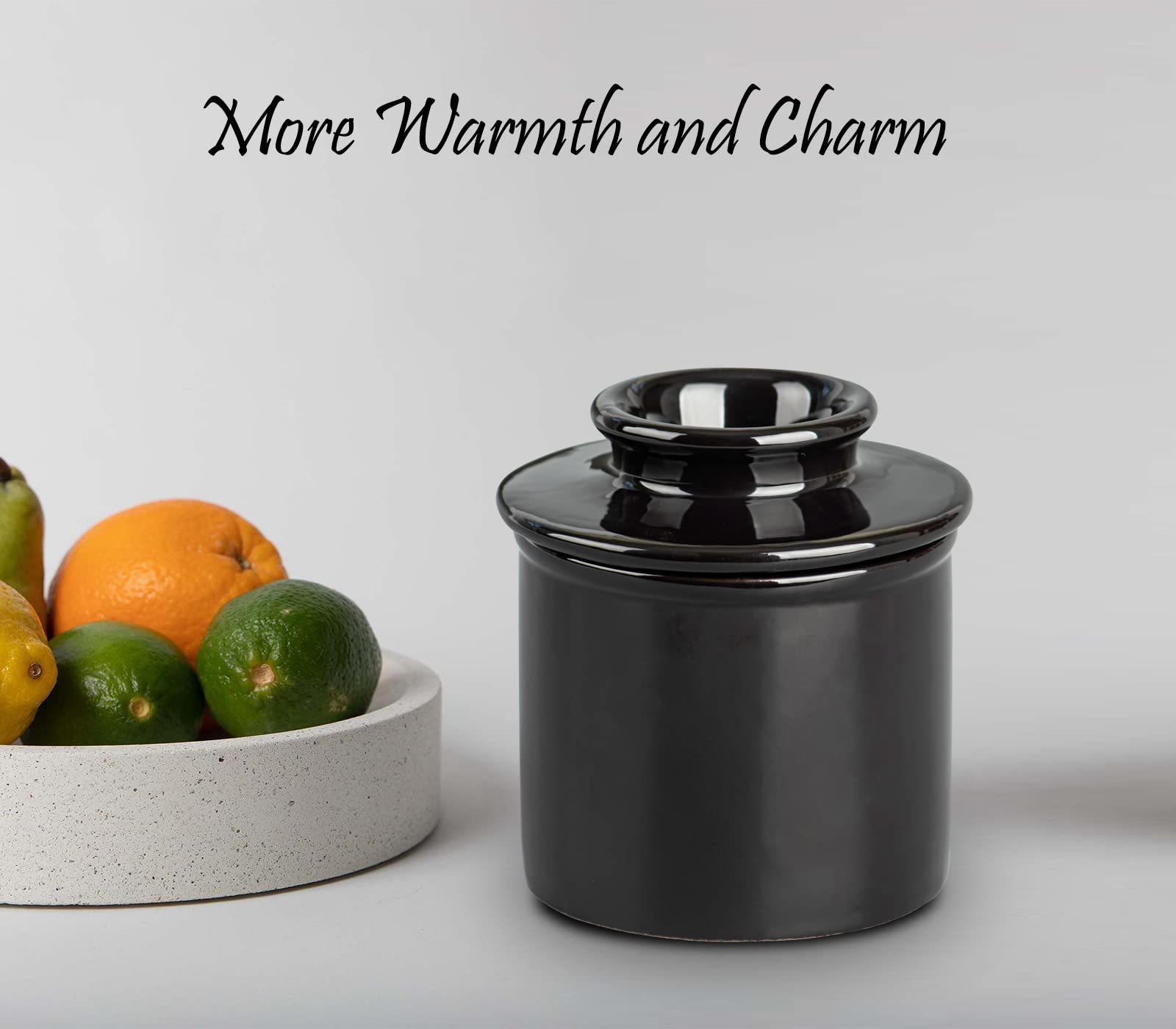 Black Butter Crock With Water Line French Butter Dish Large Butter Keeper Porcelain Butter Cup Campana De Mantequilla