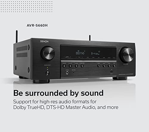 Denon AVR-S660H 5.2 Ch AVR (2021 Model), Advanced 8K Upscaling, 3D Audio - Dolby TrueHD, DTS:HD Master, Amazon Alexa (Renewed)