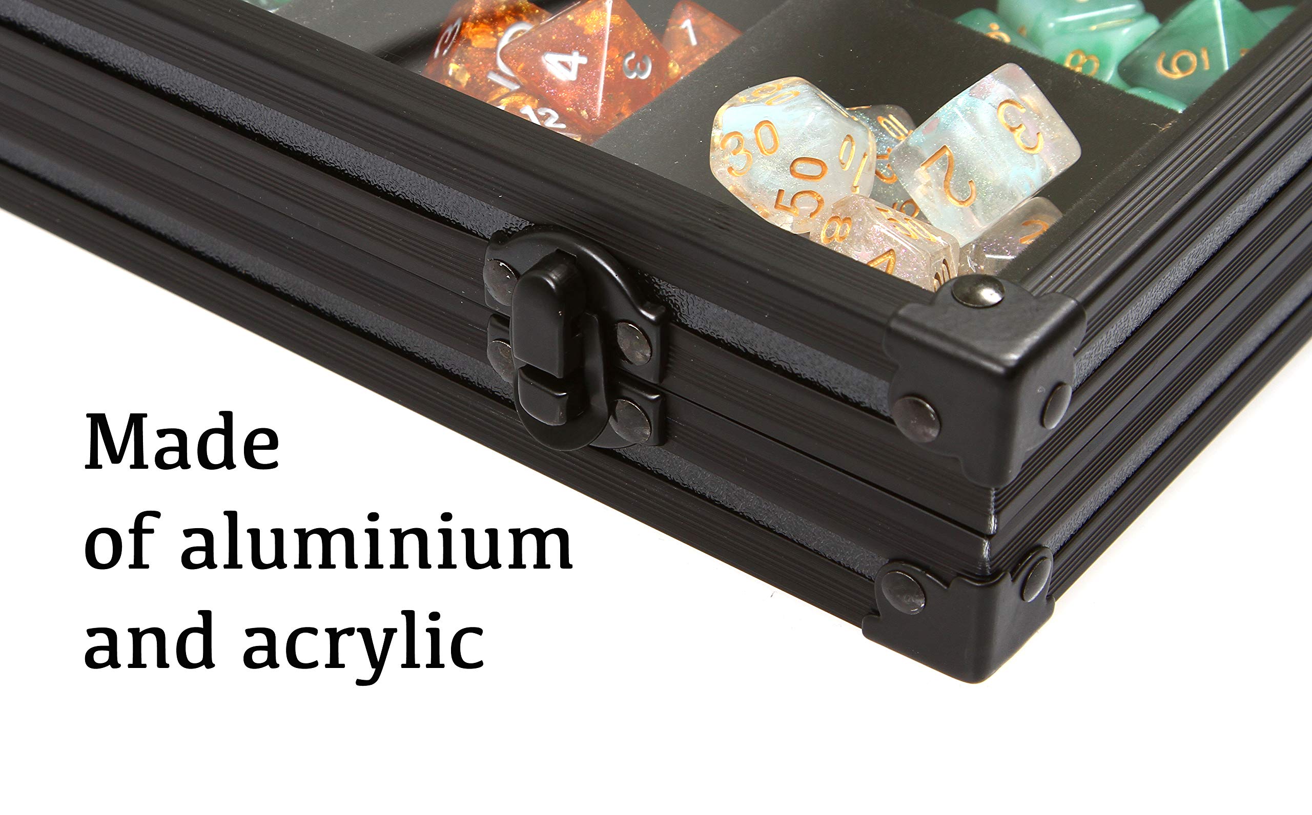 Forged Dice Co. Dice Display Case and Rolling Tray with Removable Divided Dice Tray - Storage Box Holds up to 240 Metal or Plastic Polyhedral Dice Sets - Great for Dice Collectors or RPG D&D Games