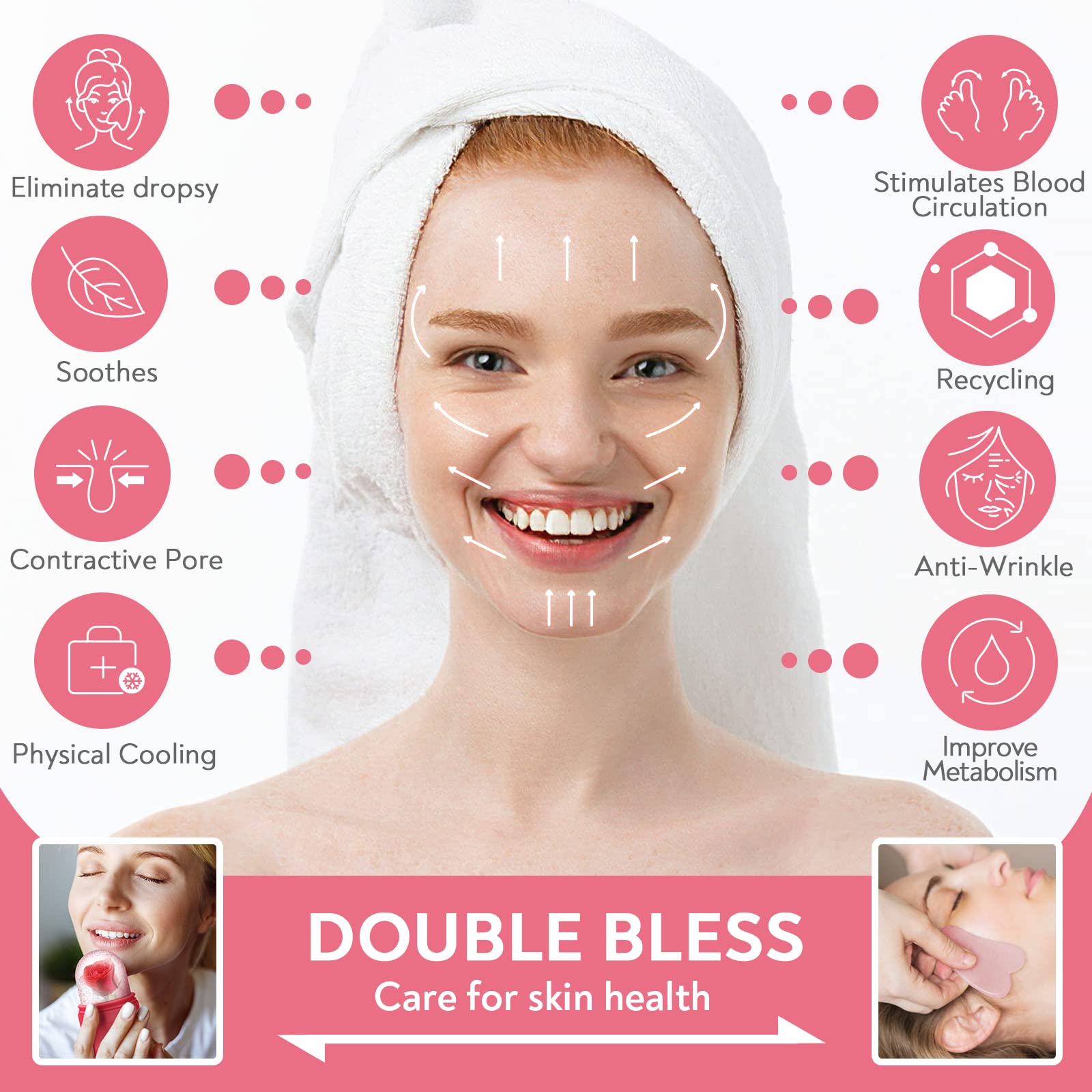 AURUZA Ice Face Roller and Gua Sha Set, Ice Roller for Face & Eye Puffiness Relief Beauty Facial Rollers Mold Icing Massage Skin Care Tools for Brighten Lubricate Shrink Pores Remove Fine Lines