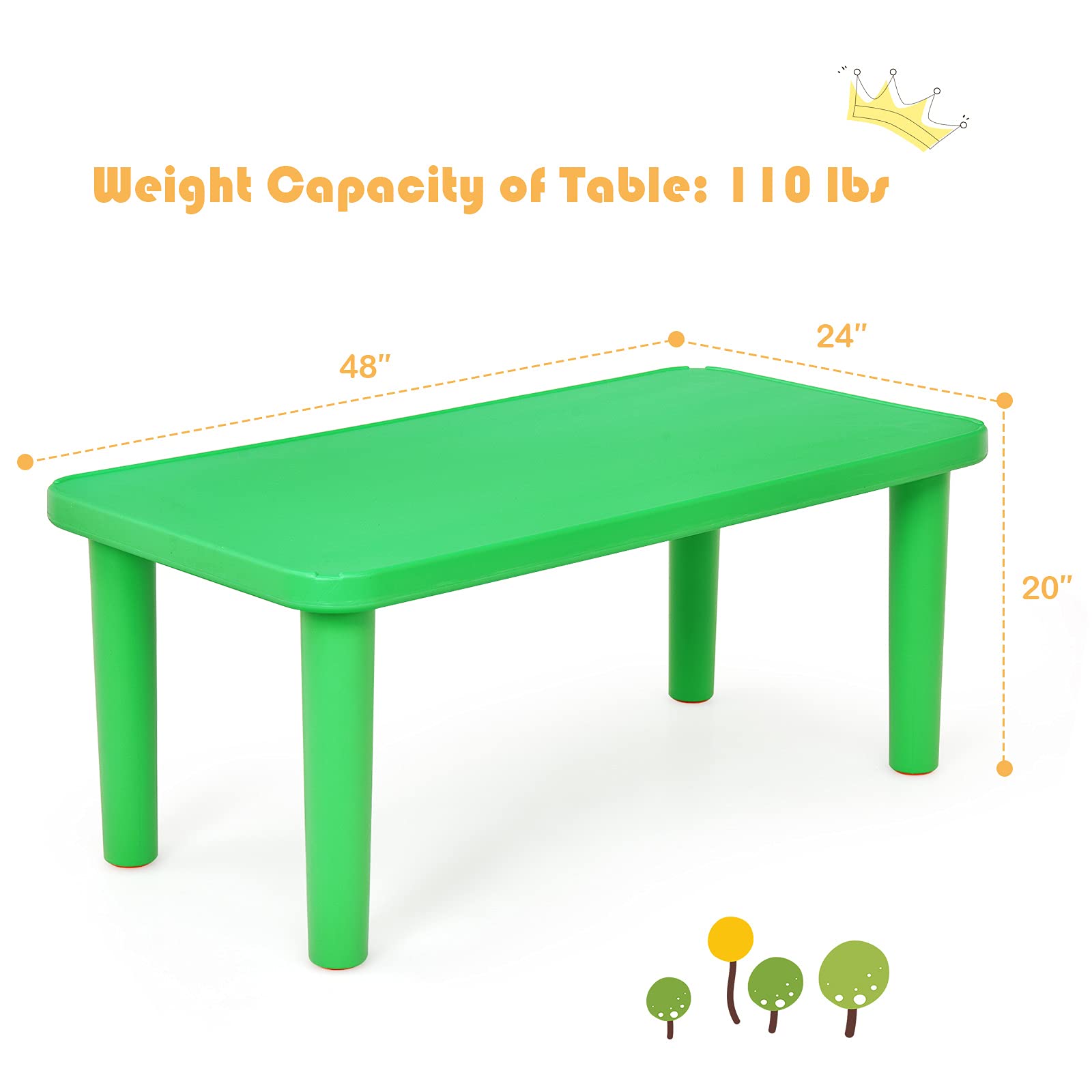 Costzon Kids Plastic Table, Portable Plastic Learn and Play Table for School Home Play Room, Activity Play Table (Table)