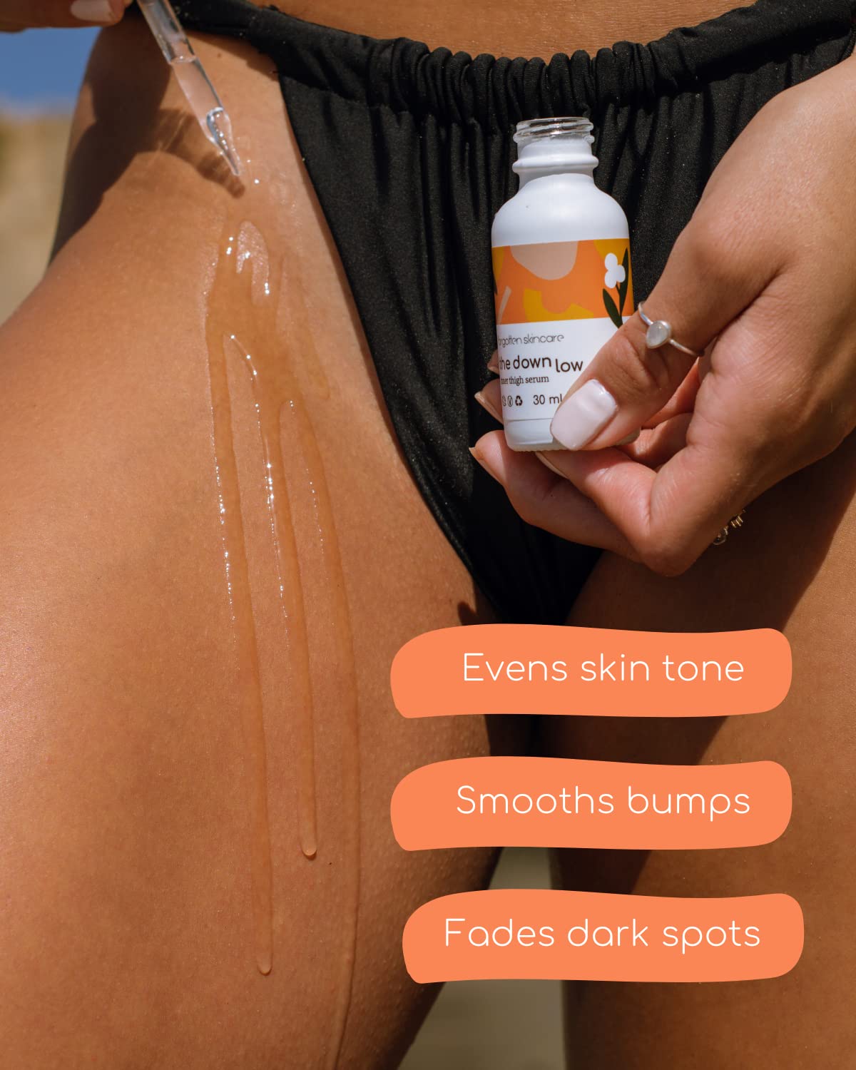 Forgotten Skincare The Down Low Inner Thigh Serum for Razor Burn, Ingrown Hairs & Dark Spots On Bikini Area