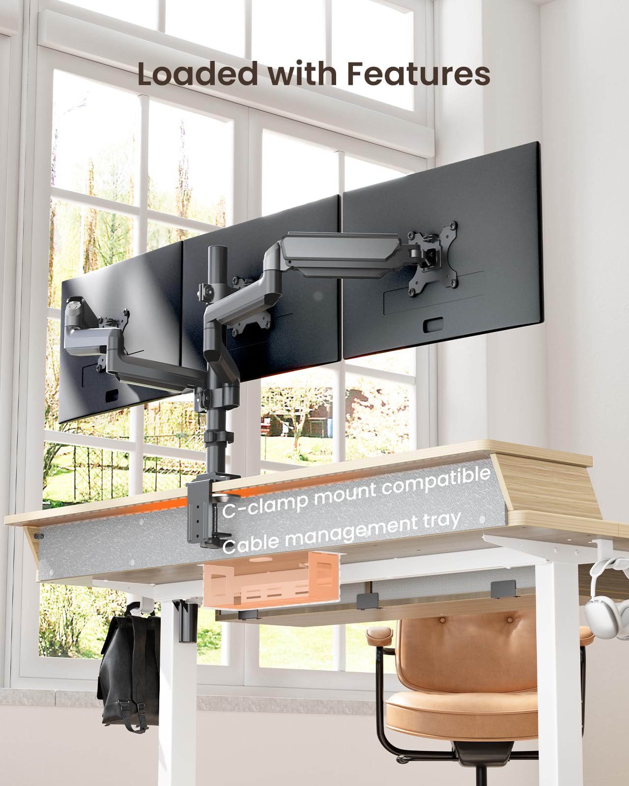 ErGear Standing Desk with Drawers, 55 x 30 Inches Height Adjustable Desk with Storage, Electric Sit Stand Desk, 4 Memory Preset Computer Home Office Desk with Cable Management Tray, Natural