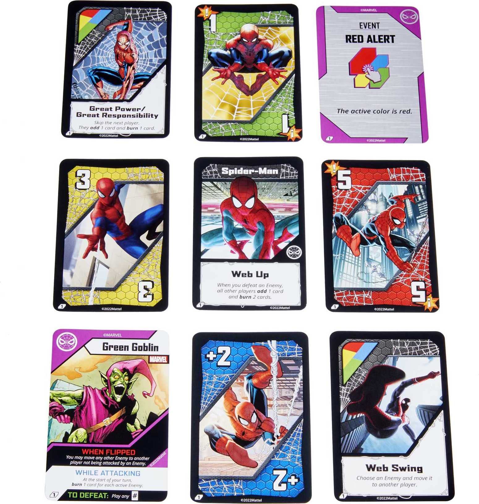 Mattel Games UNO Ultimate Marvel Card Game Add-On Pack with Spider-Man Character Deck & 2 Collectible Foil Cards, Gift for Collectors & Kids Ages 7 Years & Older