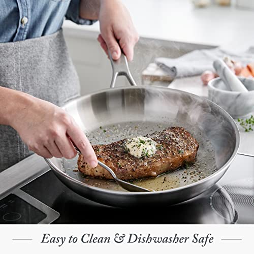 Merten & Storck Tri-Ply Stainless Steel 8" Frying Pan Skillet, Professional Cooking, Multi Clad, Heats Evenly, Drip-Free Pouring Edges, Browning, Induction, Durable, Oven & Dishwasher Safe