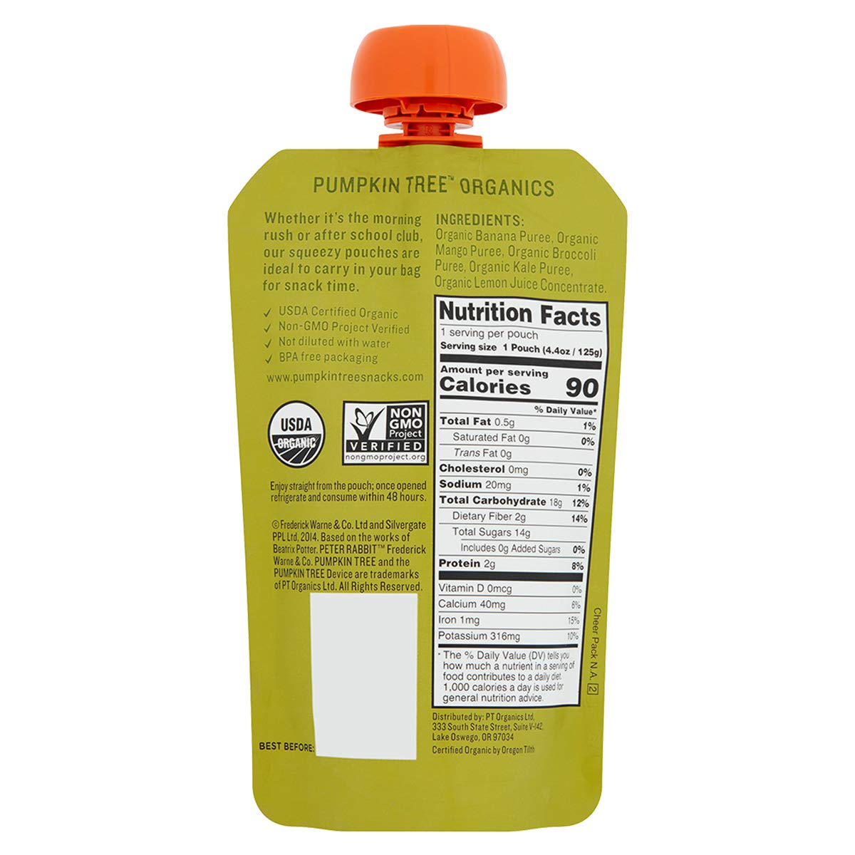 Peter Rabbit Organics Kale, Broccoli and Mango, 4.4-Ounce Pouches (Pack of 10)