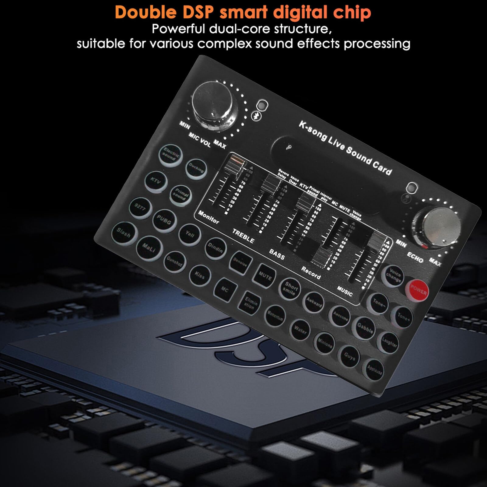 Audio Mixer, Mini Sound Dj Mixer Board,Universal Voice Changer External Live Sound Card with 18 Sound Effects for Karaoke Singing for Phone Laptop Computer,Gaming Live Streaming