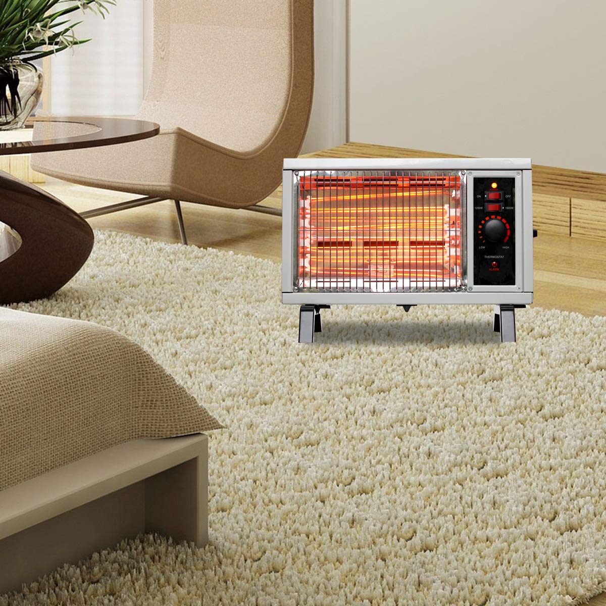 Homeleader ETL Portable Radiant Heater, Indoor Safe Heater 1250W/1500W, Rapid Heating with Adjustable Thermostat, for Garages, Workshops, Warehouses, Bedroom