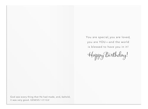 DaySpring - Celebrating You Birthday- King James Version- 4 Design Assortment with Scripture - 12 Geometric Botanical Boxed Cards & Envelopes (J5127)