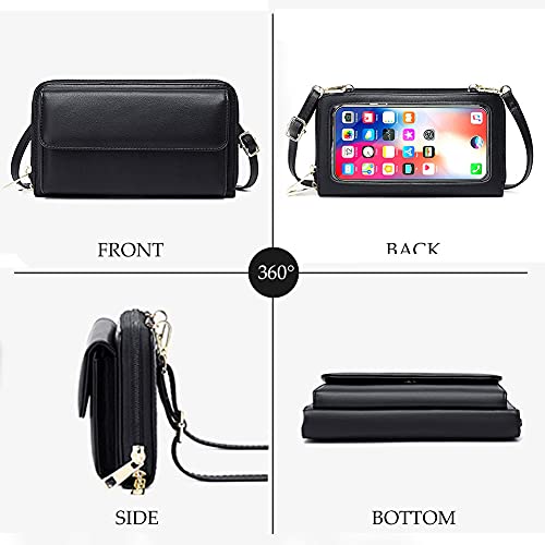 Formva Women Touch Screen Crossbody Bags Cell Phone Wristlets Purse, RFID Blocking Clutch Wallets Card Holder with 2 Shoulder Strap, C-burgundy