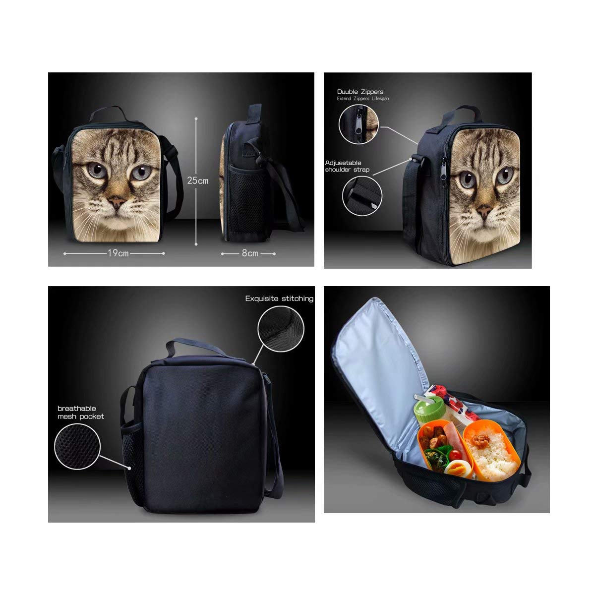 Beauty Collector Cool Wolf Backpacks Boys School Bag Set Personalized for Teens Book Bags with Lunch Bag and Pencil Case