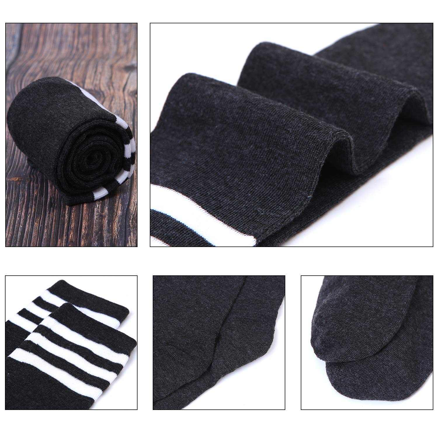 Aneco 8 Pairs Over Knee Thigh Socks Warm Long Stockings for Women Girls