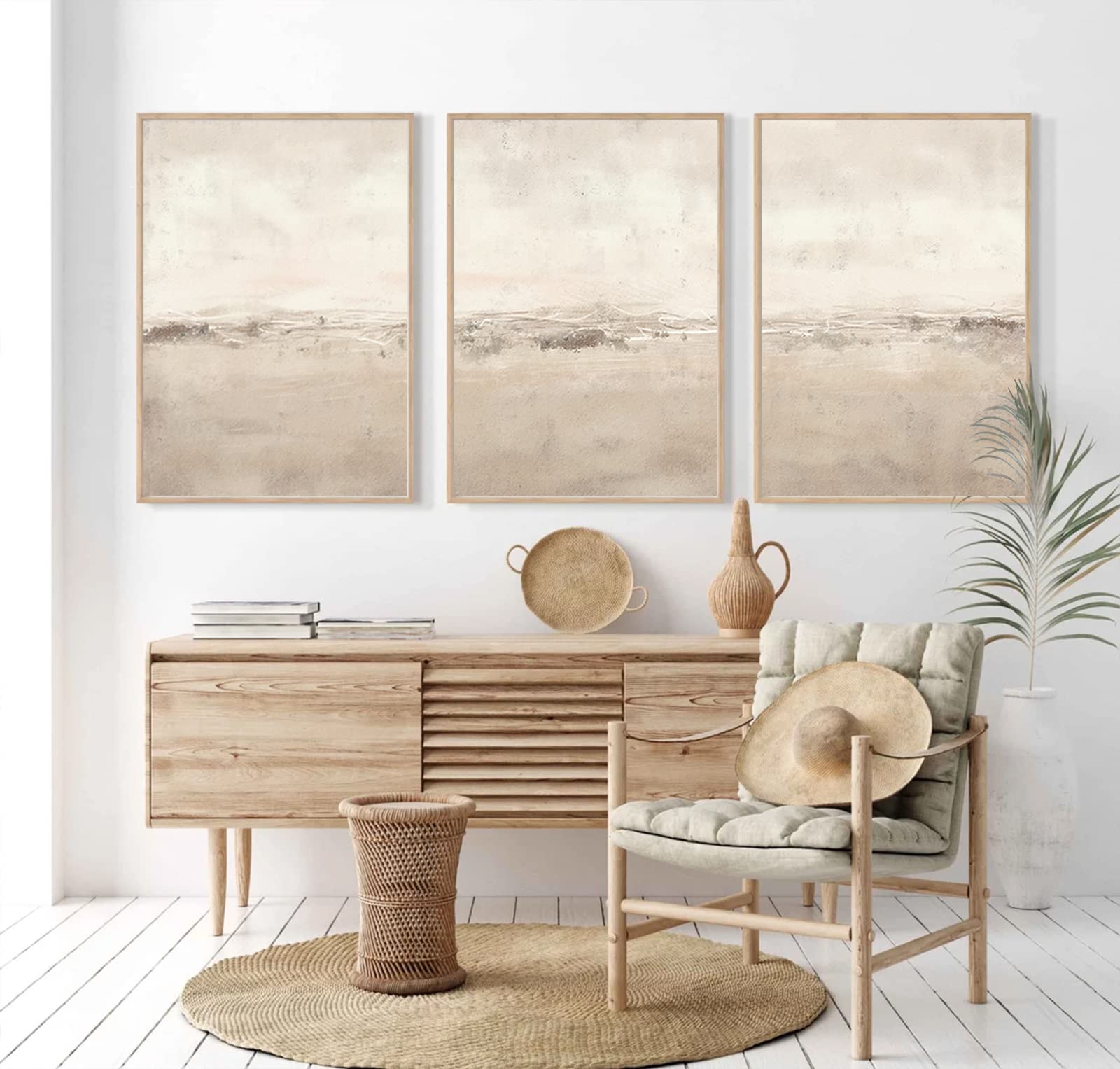Baccone Beige Abstract Wall Art Set of 3 Neutral Canvas Wall Art Prints Boho Abstract Picture Modern Abstract Art Wall Decor Minimalist Artwork for Living Room Beroom Decor 16x24 Inch UNFRAMED
