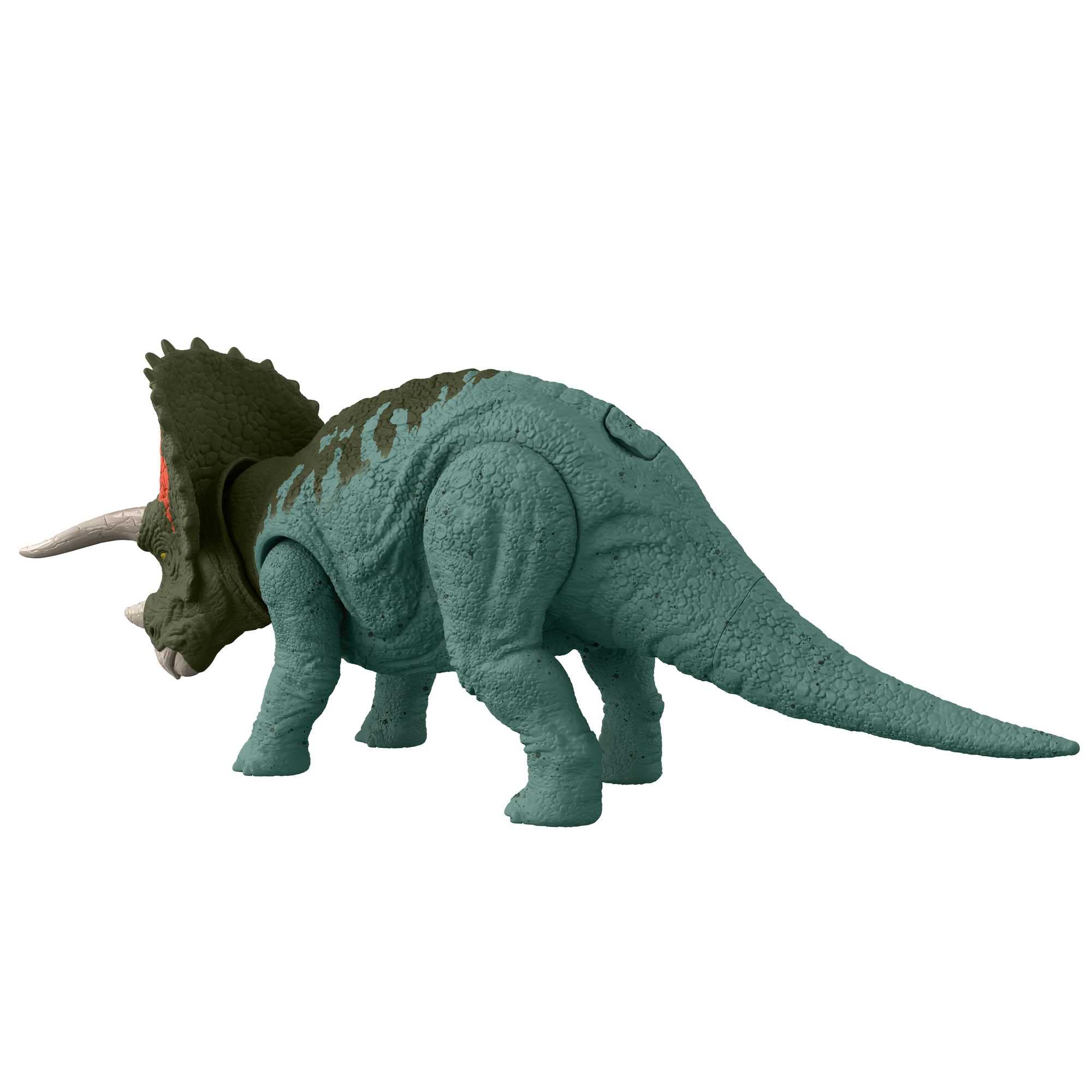Mattel Jurassic World Dominion Roar Strikers Dinosaur Action Figure with Roaring Sound & Attack Action, Triceratops Dino Toy Includes Digital Play