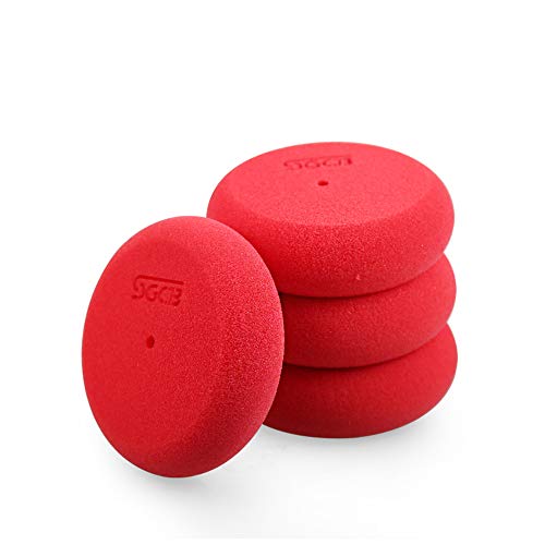 SGCB Foam Wax Applicator Pads for Car, Edgeless 3.7β Diameter Hand Polishing Pads Sponge Kit Round Shape Smooth Pads Detailing Buffing Pads for Waxing Polishing Paint Ceramic Glass Clean, Pack of 5