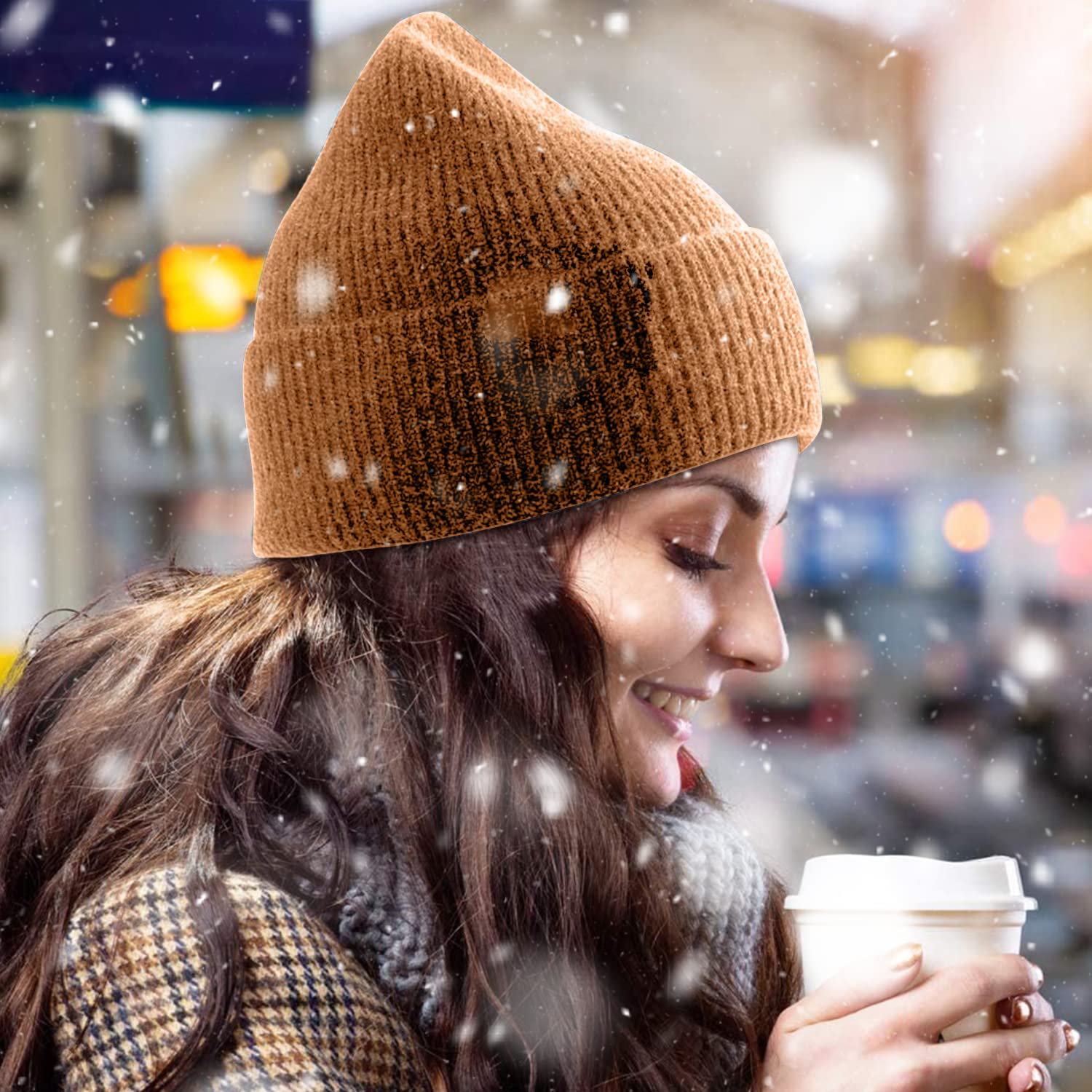 BELTONI Knit Beanie Hat for Men&Women, Daily Plain Winter Hat, Stretchy Striped Cuffed Winter Hat Black