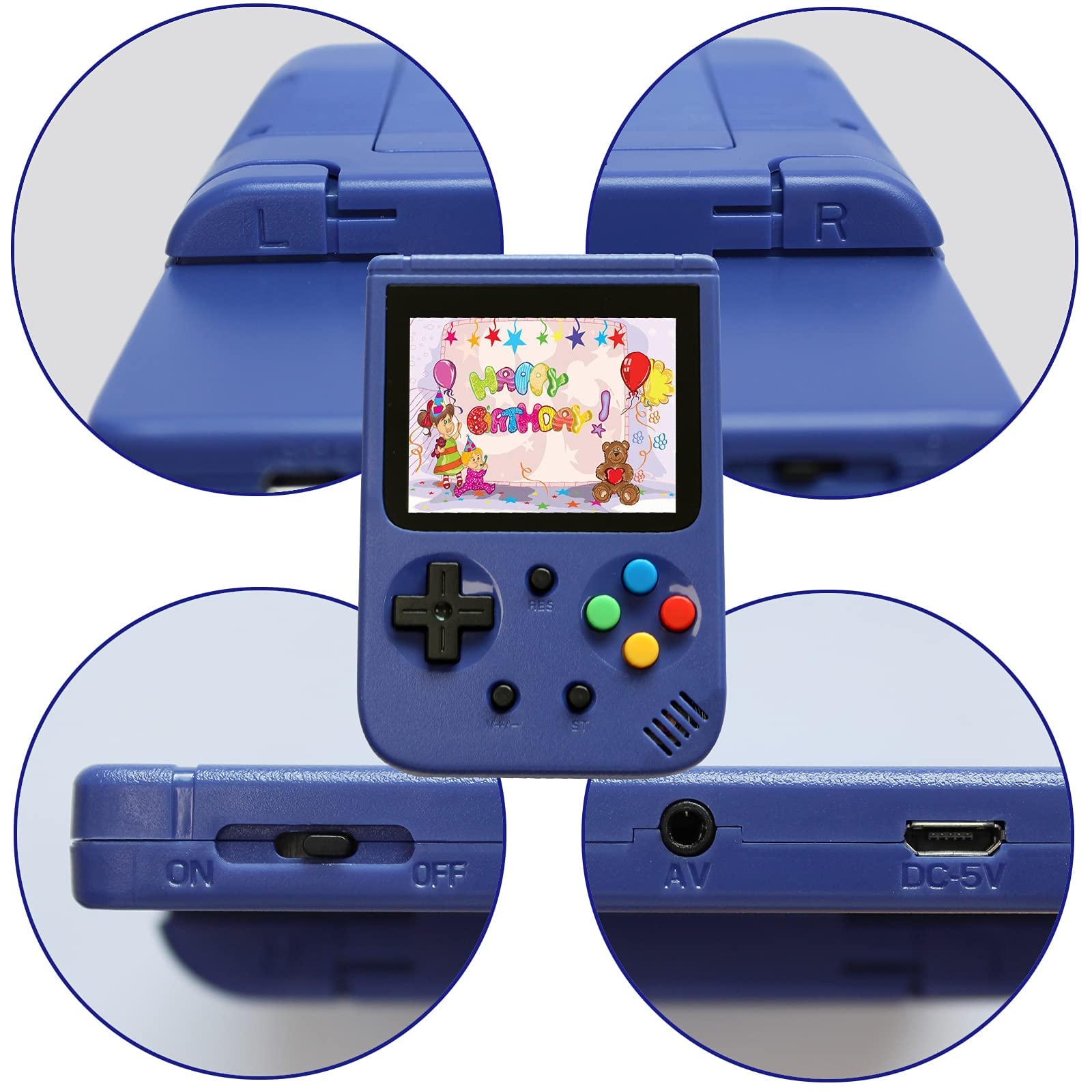 SCCAGIFT 500 Classic Games Handheld Games Console Electronic Memory Game for Kids Adults, Can Play on TV Games (Blue)