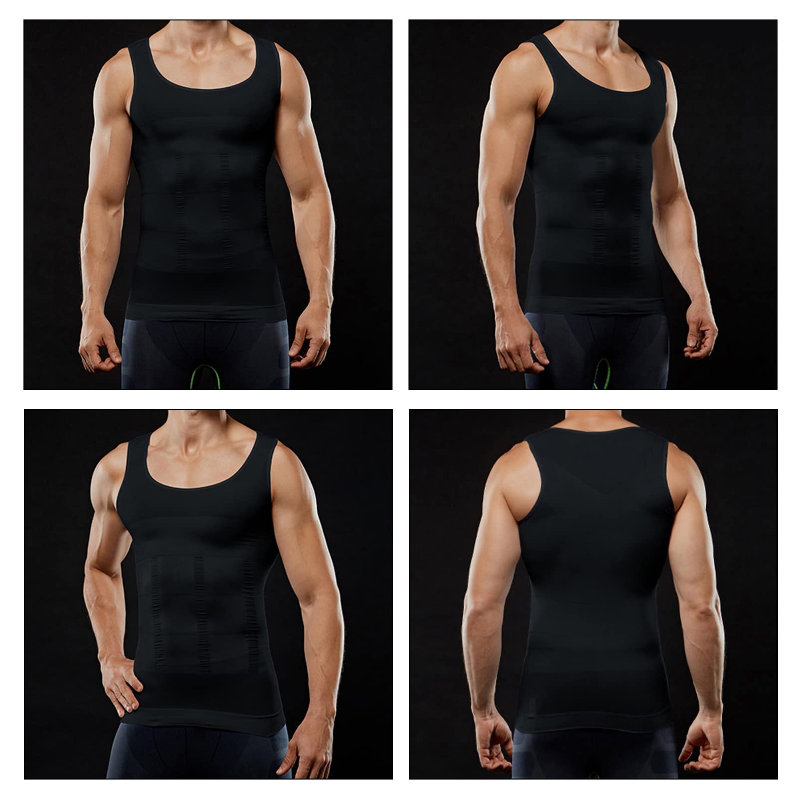 Aptoco Compression Shirts for Men,3 Pack Sleeveless Undershirt Body Shaper Vest Tank Top for Men's Gynecomastia