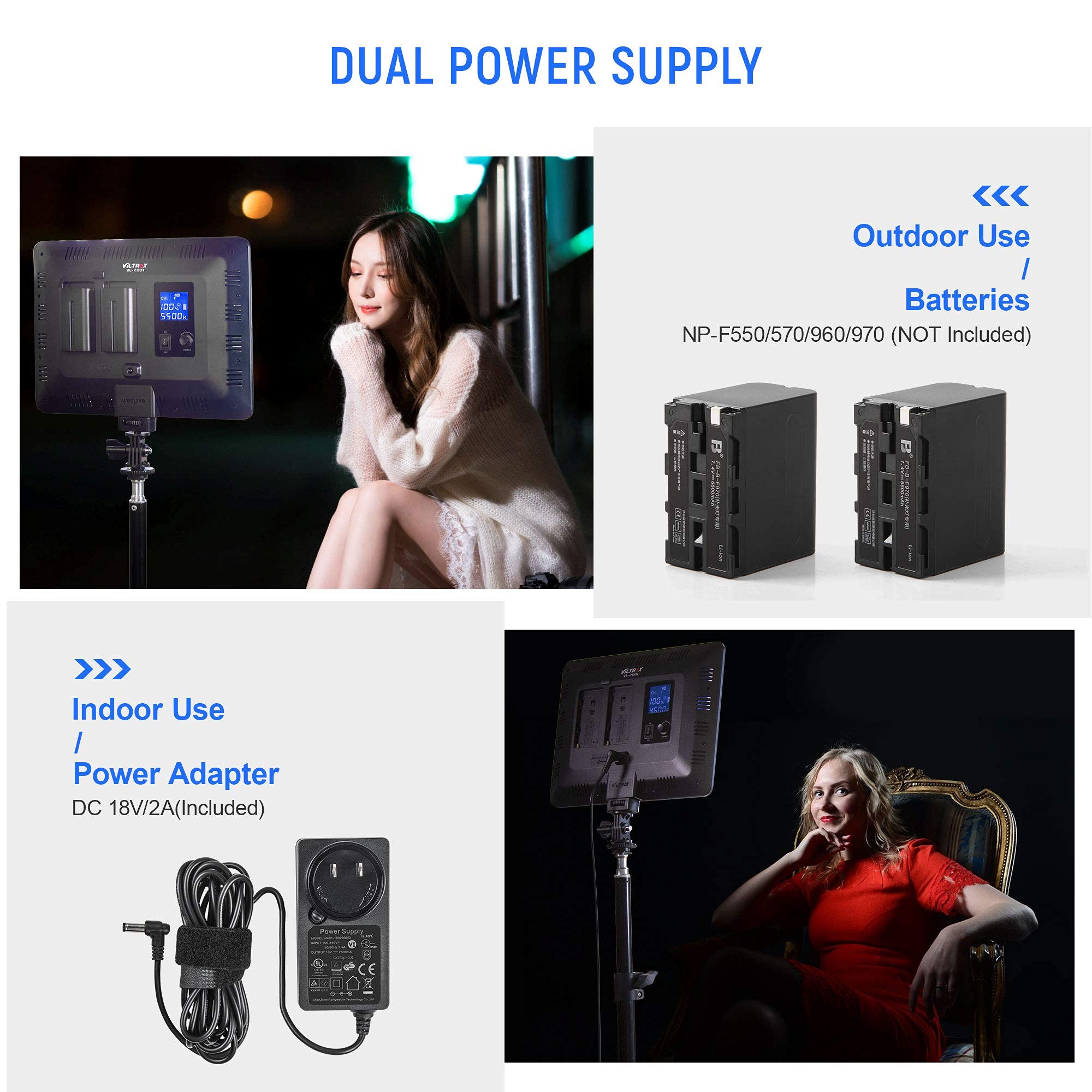 VILTROX 2 Packs LED Video Light kit with Light Stand and Wireless Remote, 30W/2450Lux Dimmable 3300K-5600K LED Panel Lights CRI 95+ for Photography Video Portrait Conference Vlog Streaming(VL-200T)