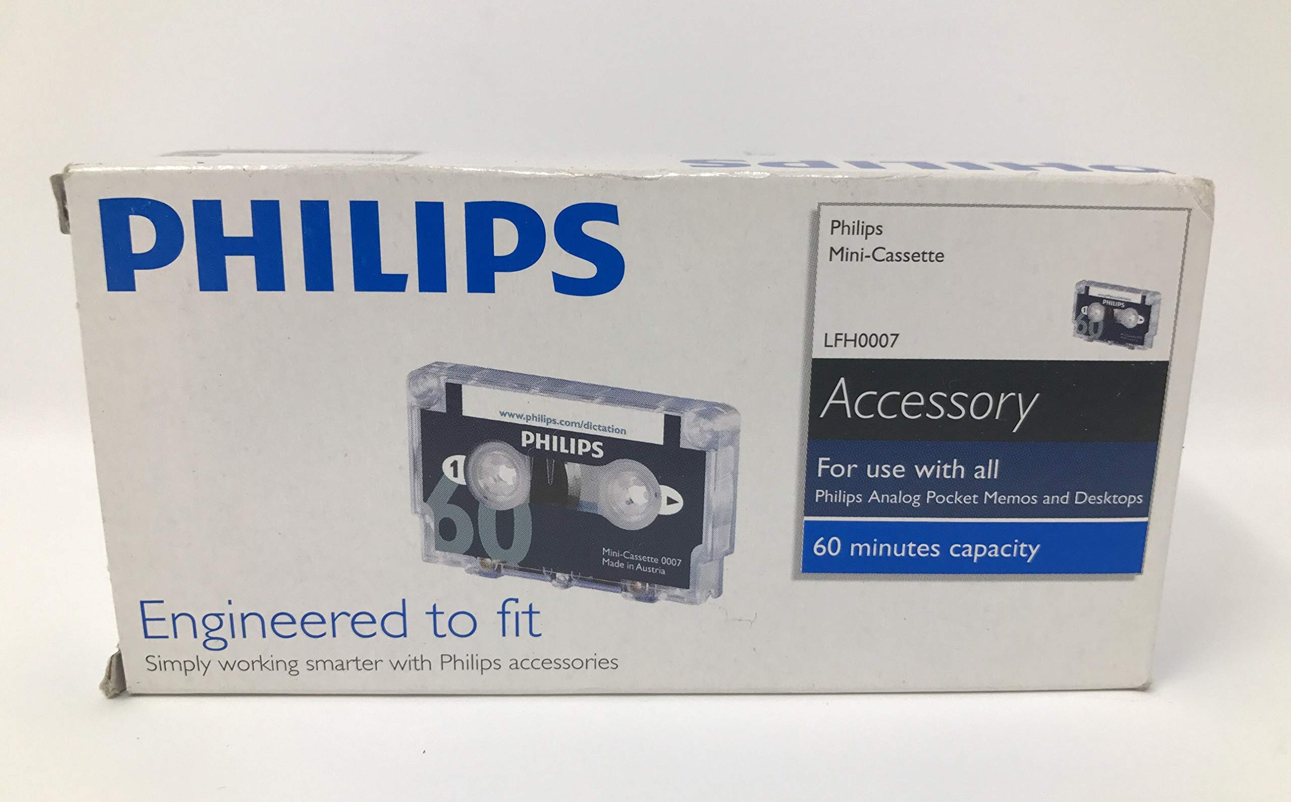 Philips LFH0007 10 Pack 60-Minute Mini Cassette Tape - 10-Pack