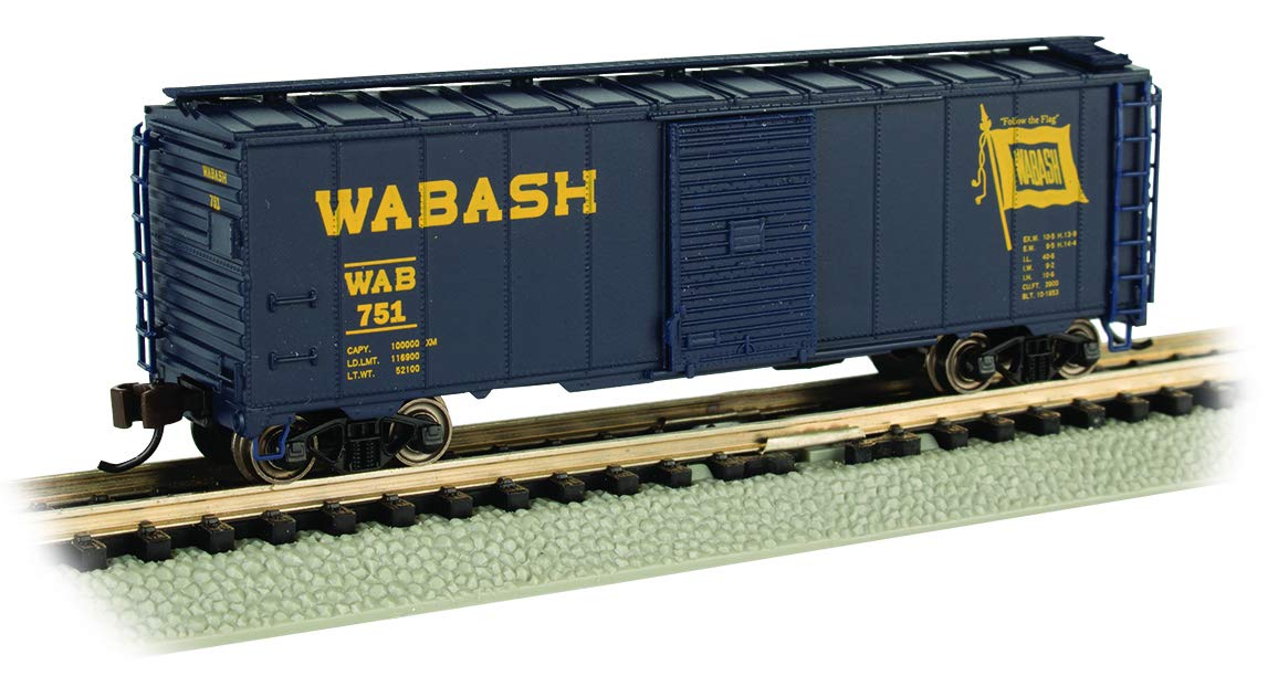 Bachmann Trains - AAR 40' Steel Box CAR - Wabash (Blue) - N Scale