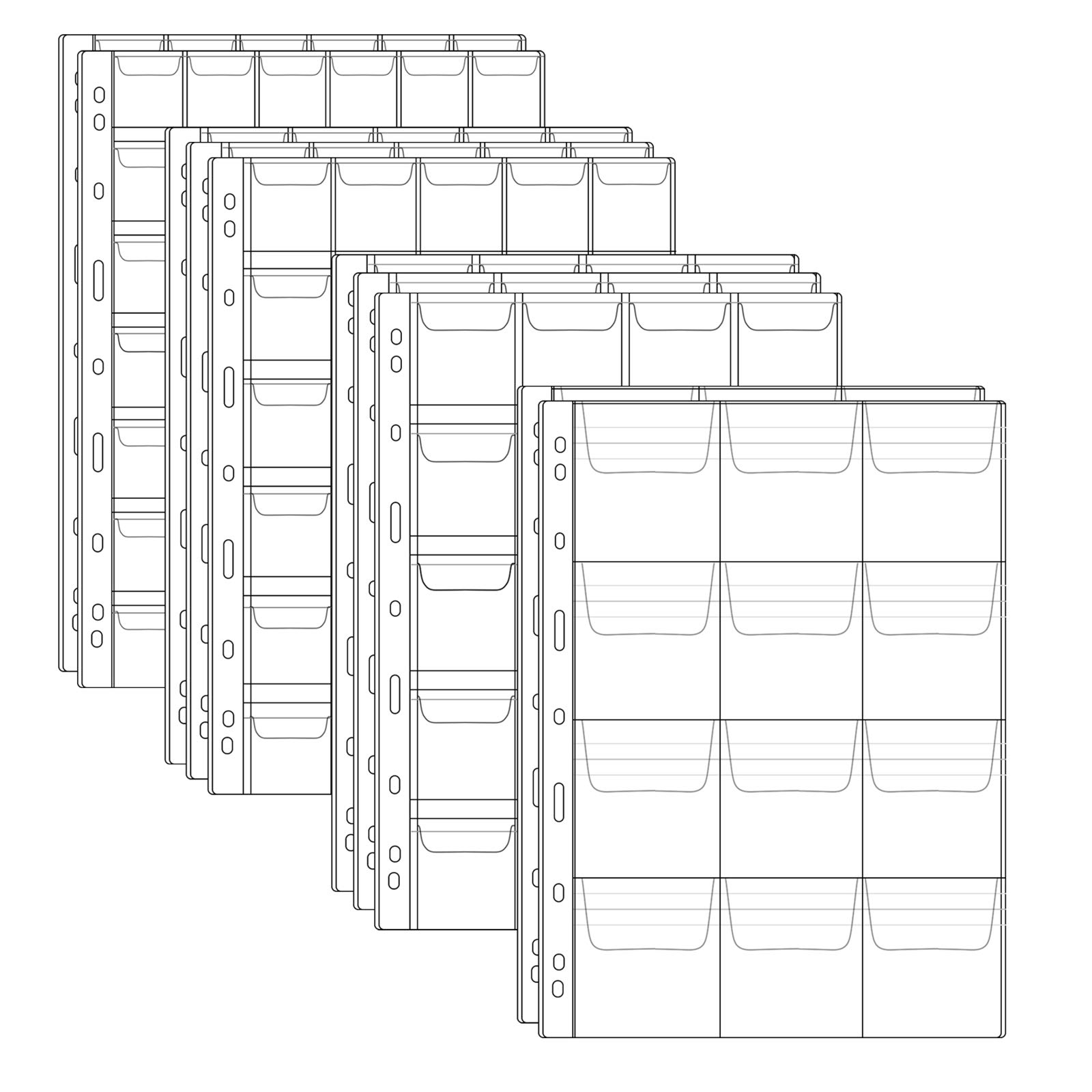 Homgaty 10 Sheets Coin Collection Supplies, Coin Pocket Page Coin Holders Stamp Binder Sheets Currency Collecting Album Book Sleeves (12, 20, 30 and 42 Pocket Pages)