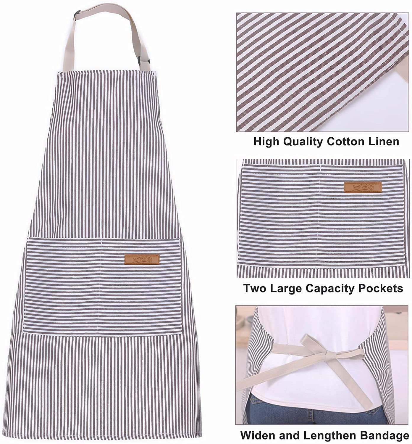 HiBaBy Apron, Adjustable 2 Pack Bib Aprons with 2 Pockets Cooking Kitchen Aprons for Men Women BBQ Outdoors Baking Crafting Drawing Chef Apron