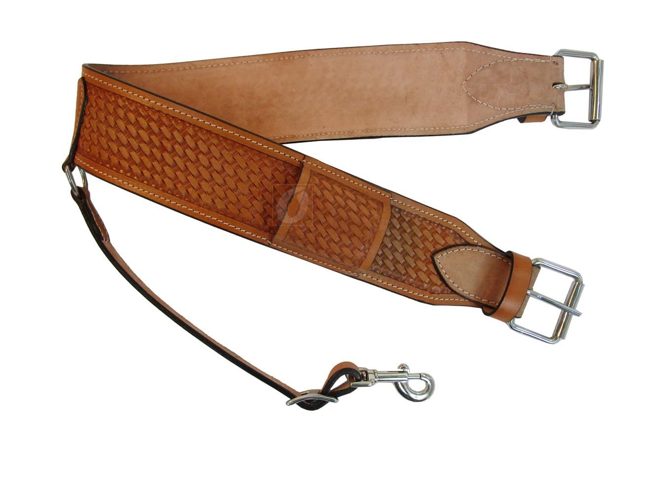 BACK REAR CINCH BASKET WEAVE TOOLED LEATHER FLANK BILLET STRAPS WESTERN HORSE GIRTH