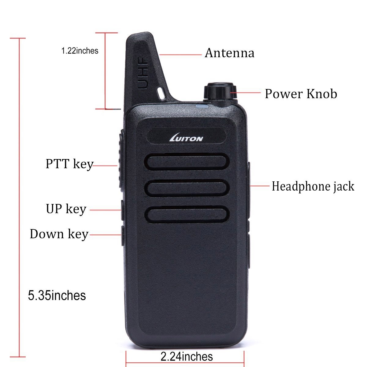 Walkie Talkies LT-316 GMRS Outdoor Camping Hiking Hunting Uhf Mini Walkie Talkies 3 Watts Output 5-10 Miles Range Micro USB Charging Amateur Two Way Radio (Pair) (Black)