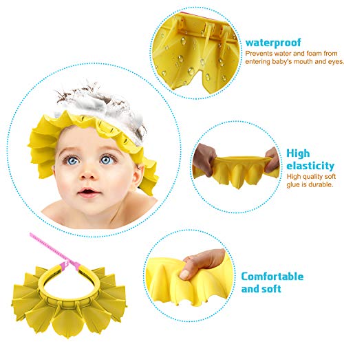 Baby Shower Cap, Gimilife Baby Shower Head Protector Safe Bathing Shampoo Shower Protection Hat Bathroom Safety Cap, Silicone Adjustable Bath Visor Hat for Baby,Toddler, Children, Kids