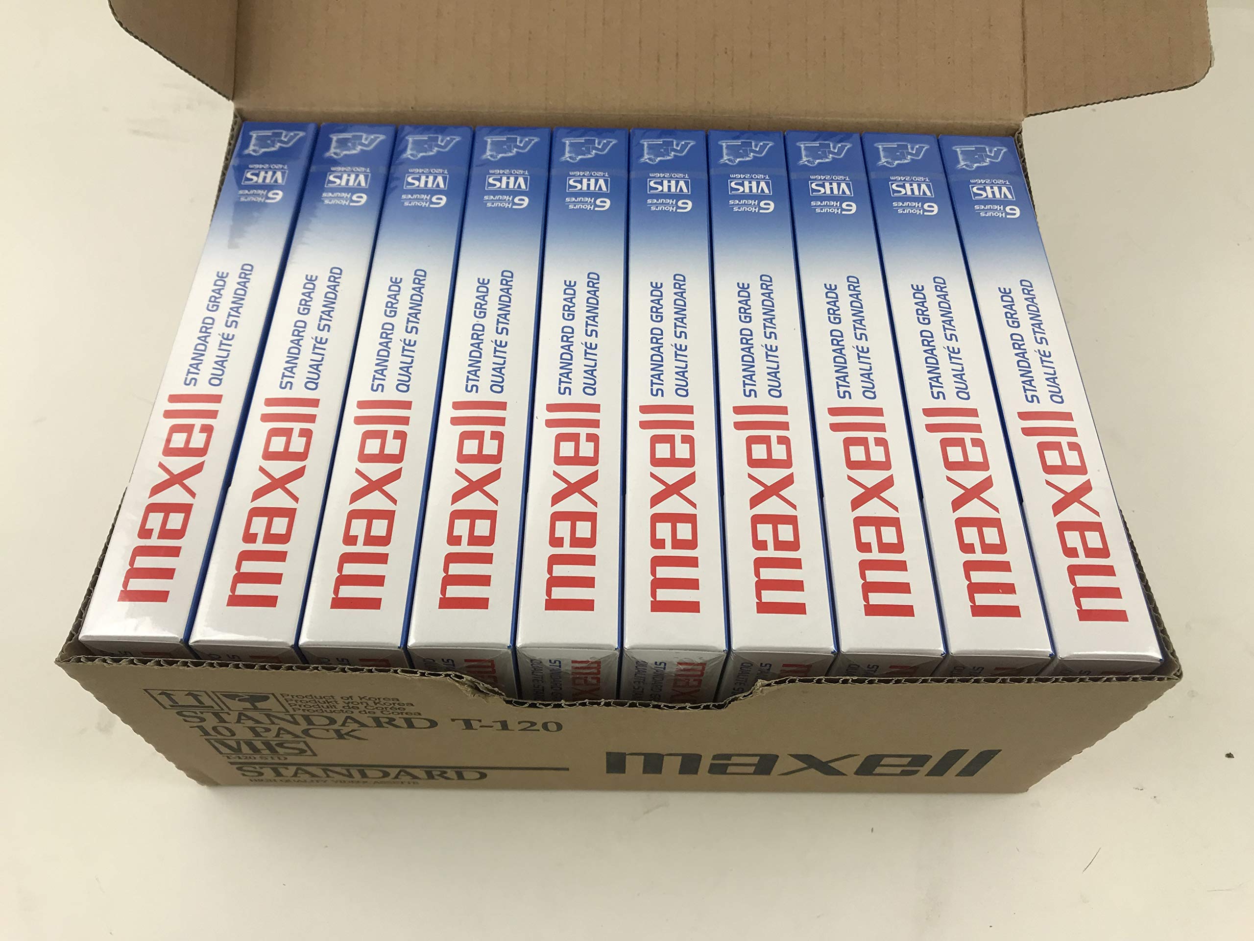 Maxell T-120 VHS 6-Hours Videocassette - 10 Pack