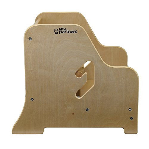 Little Partners Toddler Step Up Stool | Wooden Step Stool with 2 Position Height Adjustment for Kitchen, Bathroom and Nursery (Natural)