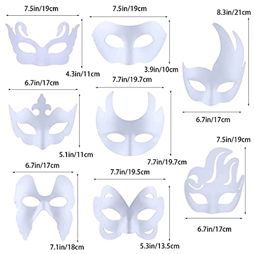 Qavctw 16PCS DIY White Masks Paper Cosplay Christmas Party Mask Unpainted Plain Craft Masquerade Masks for Christmas Mardi Gras Party Mask