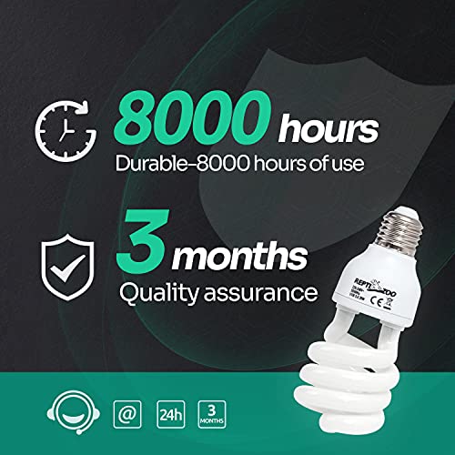 REPTIZOO Energy Saving Lamps UVB Bulb,Spiral Compact 26 Watts UVB 10.0 Reptile Light Bulb Fit for Desert Type Reptile/Snake/Lizard/Insect/Leopard Tortoise