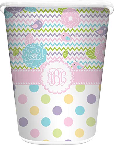 RNK Shops Girly Girl Waste Basket - Single Sided (White) (Personalized)