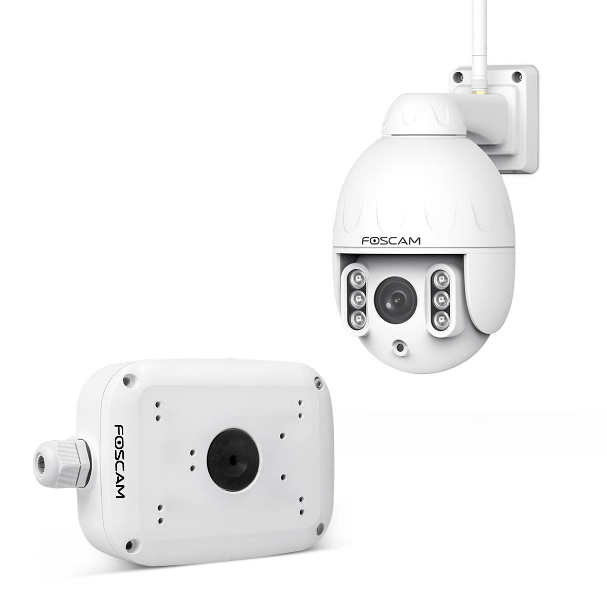 FOSCAM HT2 1080p Outdoor 2.4g/5gHz WiFi PTZ IP Camera and FAB28S Stainless Steel Waterproof Junction Box Bundle, Totally Weatherproof