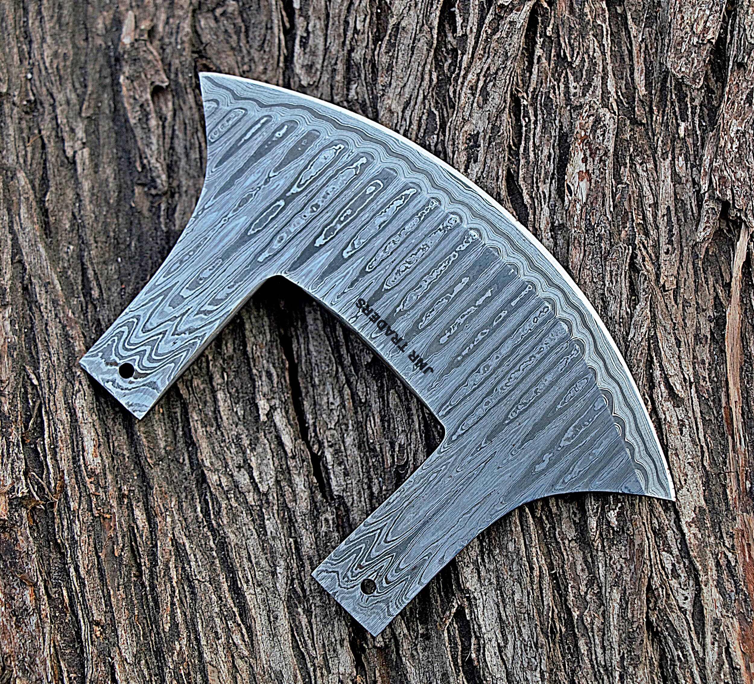 JNR Traders Damascus Ulu Knife Blanks for Knife Making Supplies Diy Full Tang 5.5 Inch Thin Ultra Sharp Cresent Blade Alaskan Ulu Knife Blade Blank 3775