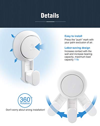 LUXEAR Suction Cup Hook Towel Hooks Shower Hooks Removable Kitchen Suction Hooks Vacuum Wall Holder for Home Bathroom Holder for Loofah Sponge Towel Key Coat Bag - 2 Pack