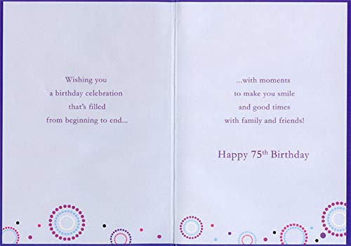 Designer Greetings Circles and Swirls in Die Cut Windows on Blue Age 75 / 75th Birthday Card for Him