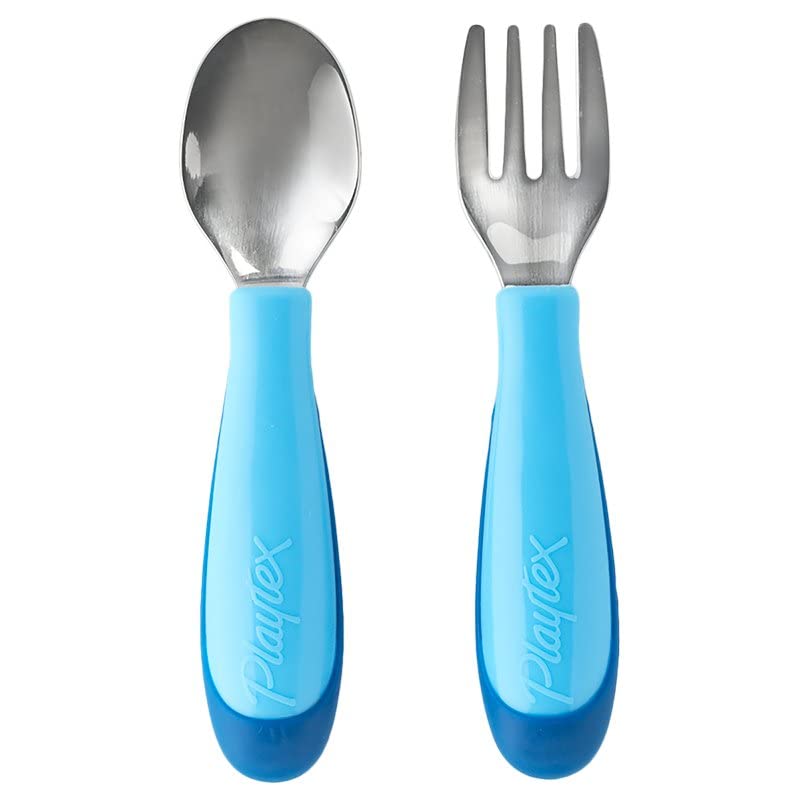 Playtex 05910 Mealtime Toddler Utensil Set Assorted Colors 2 Count