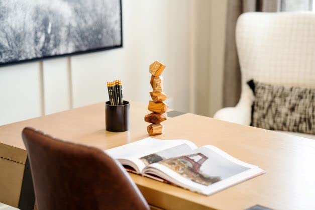 PERCHED Natural Cedar Stacking Rocks, Large Wooden Blocks, Montessori Puzzle Game, Toddler Toys For Classroom, Wood Balancing Stones Set (6 Pc)