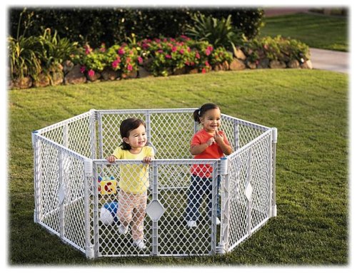 North States Industries State IND 8666 Grey 6 Panel Play Gate, White